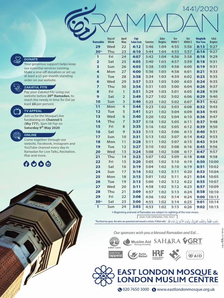 ELM Ramadan Timetable 2020 v2 | PDF | Islamic Ethics | Ramadan