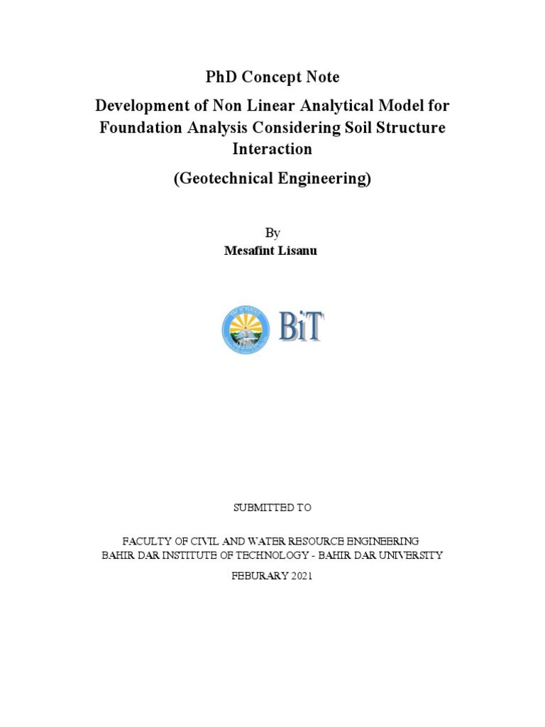 PHD Concept Note Development of Non Linear Analytical Model For ...