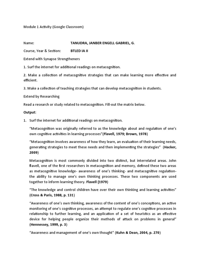 Tanudra, Janber Engell Gabriel, G. Btled Ia Ii | PDF | Metacognition ...
