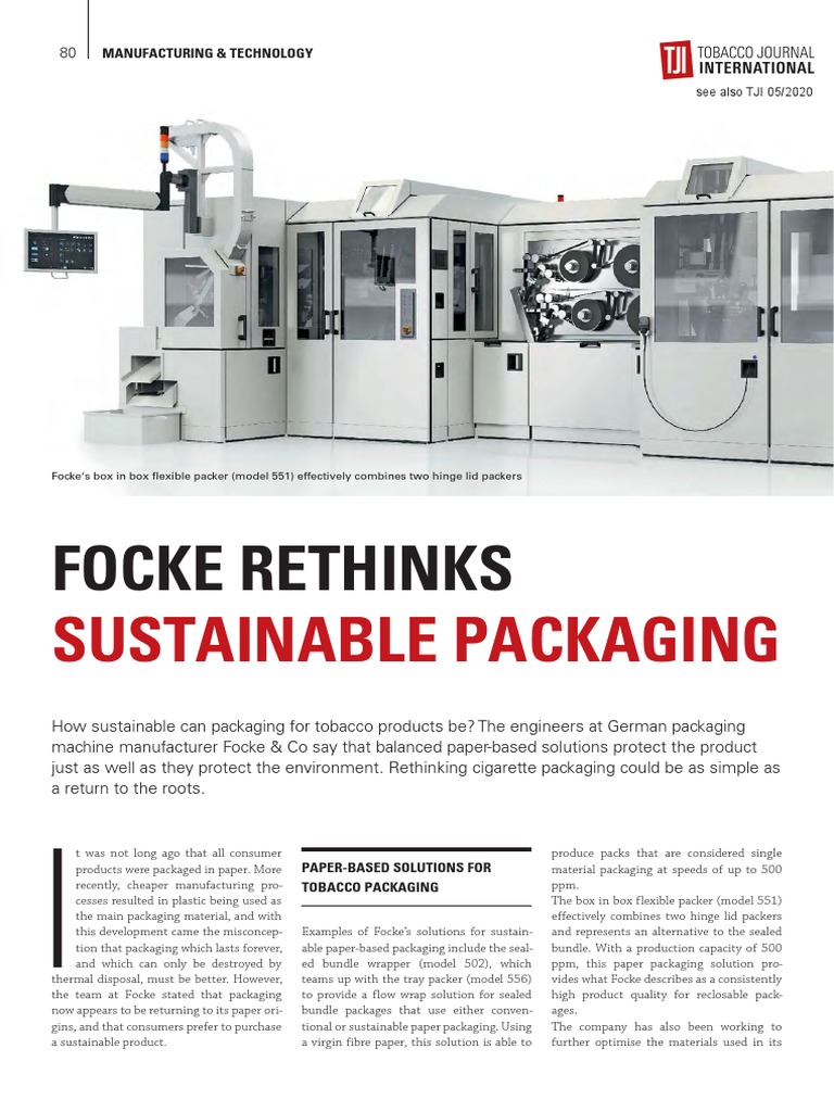Focke's Sustainable Tobacco Packaging Solutions | PDF | Packaging And ...