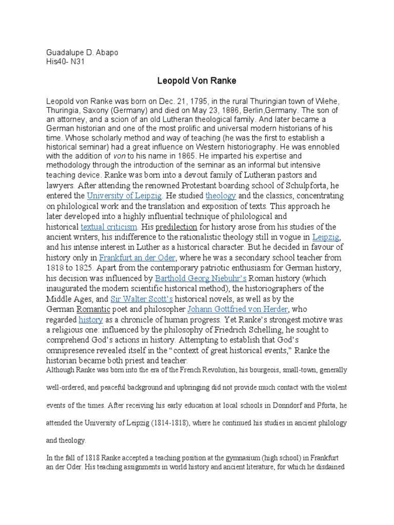 LEopold Von Ranke | PDF | Historian | Science