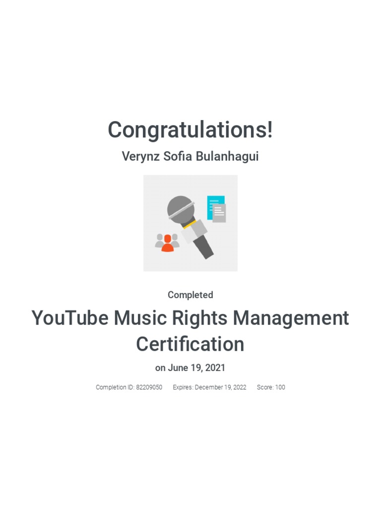 YouTube Music Rights Management Certification - Google | PDF