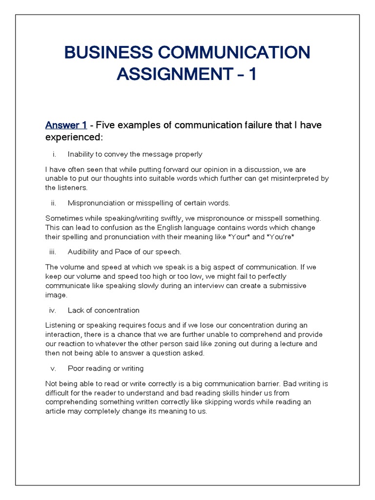 Business Communication Assignment | PDF | Nonverbal Communication ...
