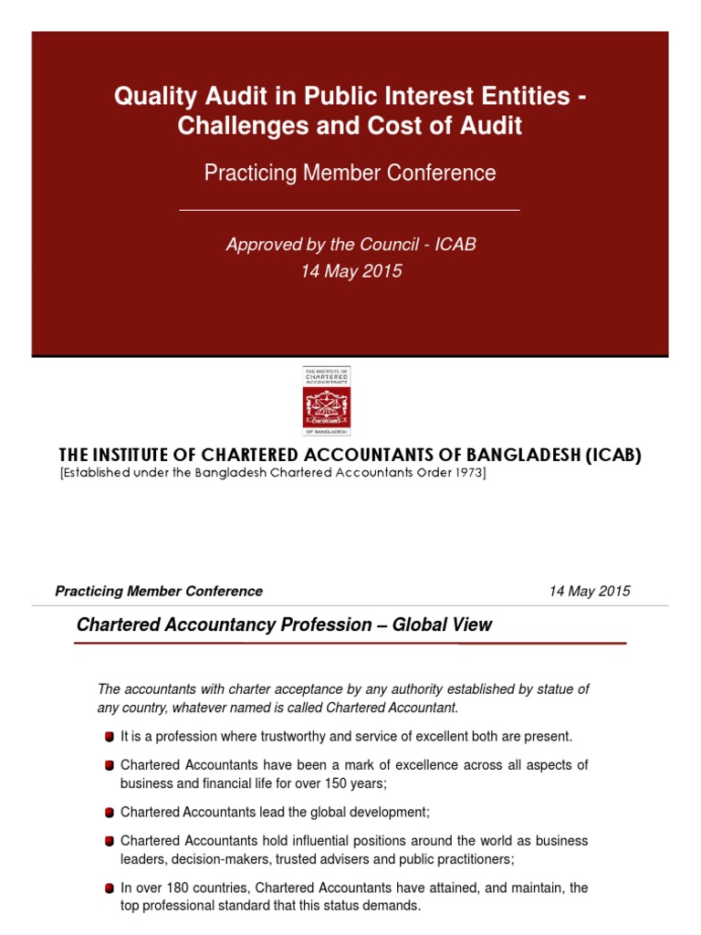 ICAB - Quality Audit in Public Interest Entities - Challenges and Cost ...