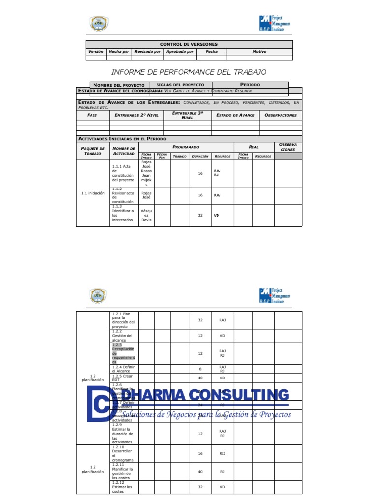 Informe de Performance y Control de Proyecto | PDF | Gestión de ...