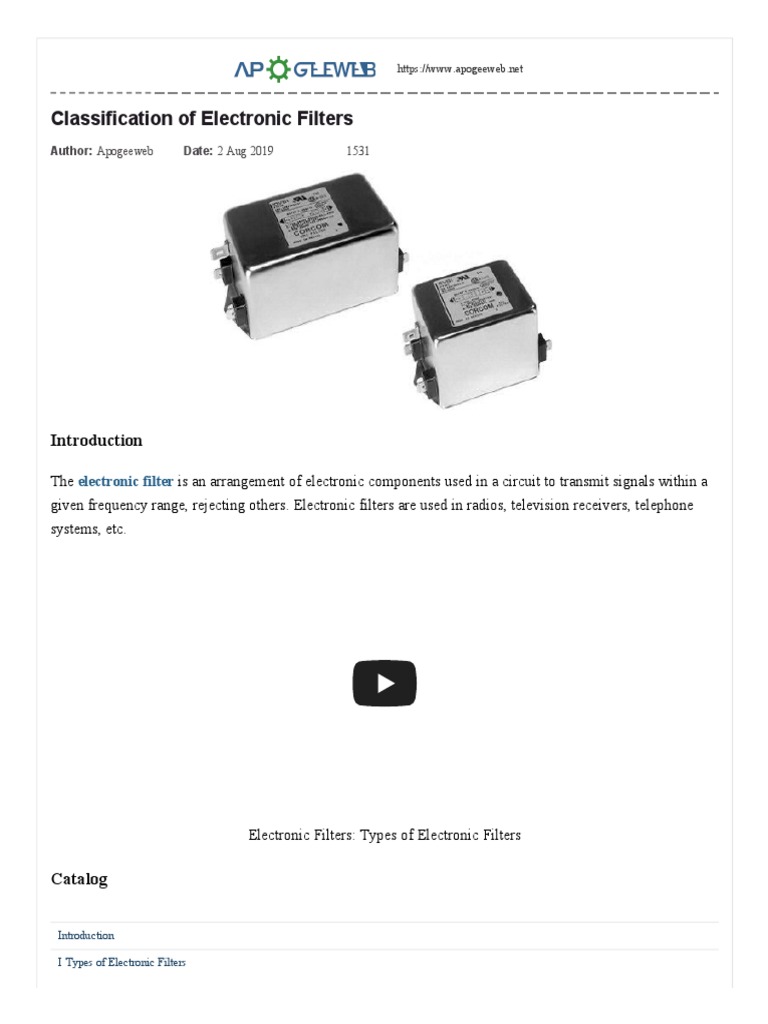 Classification of Electronic Filters | Download Free PDF | Electronic ...