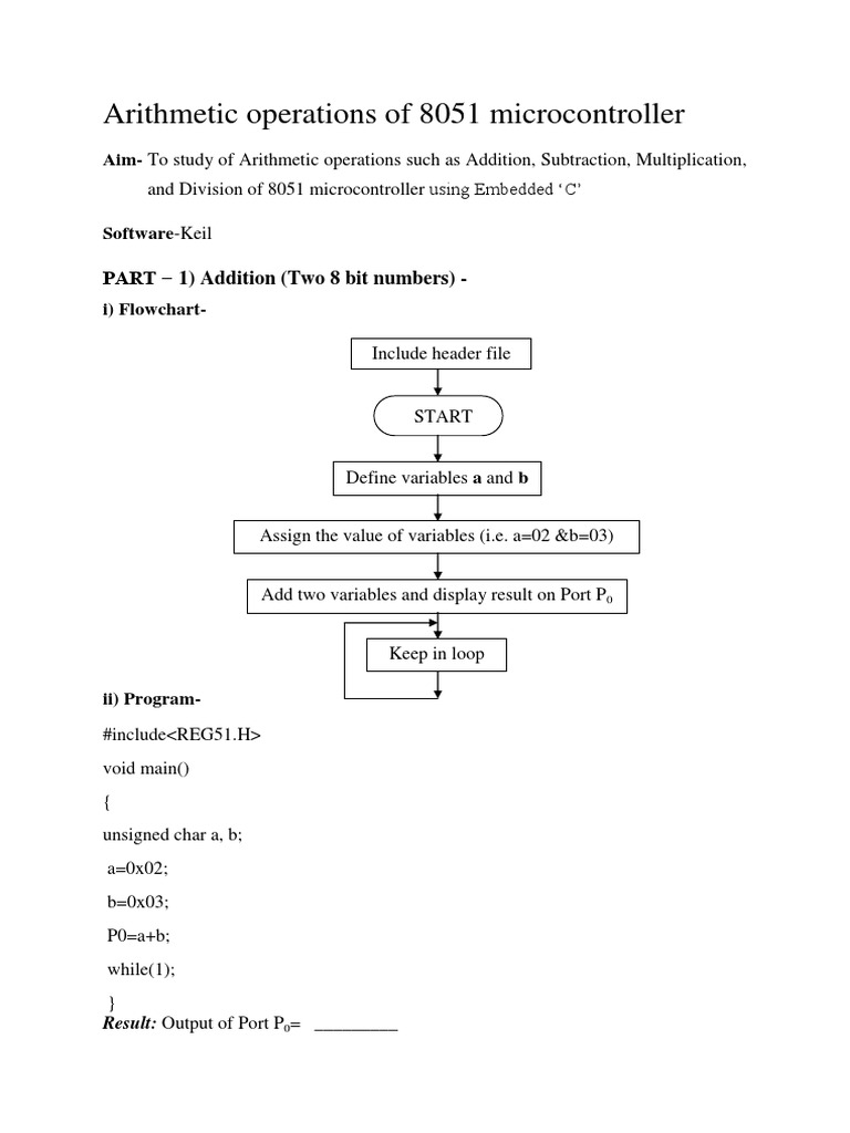 Arrithmatic Operations of 8051 | PDF | Multiplication | Numbers