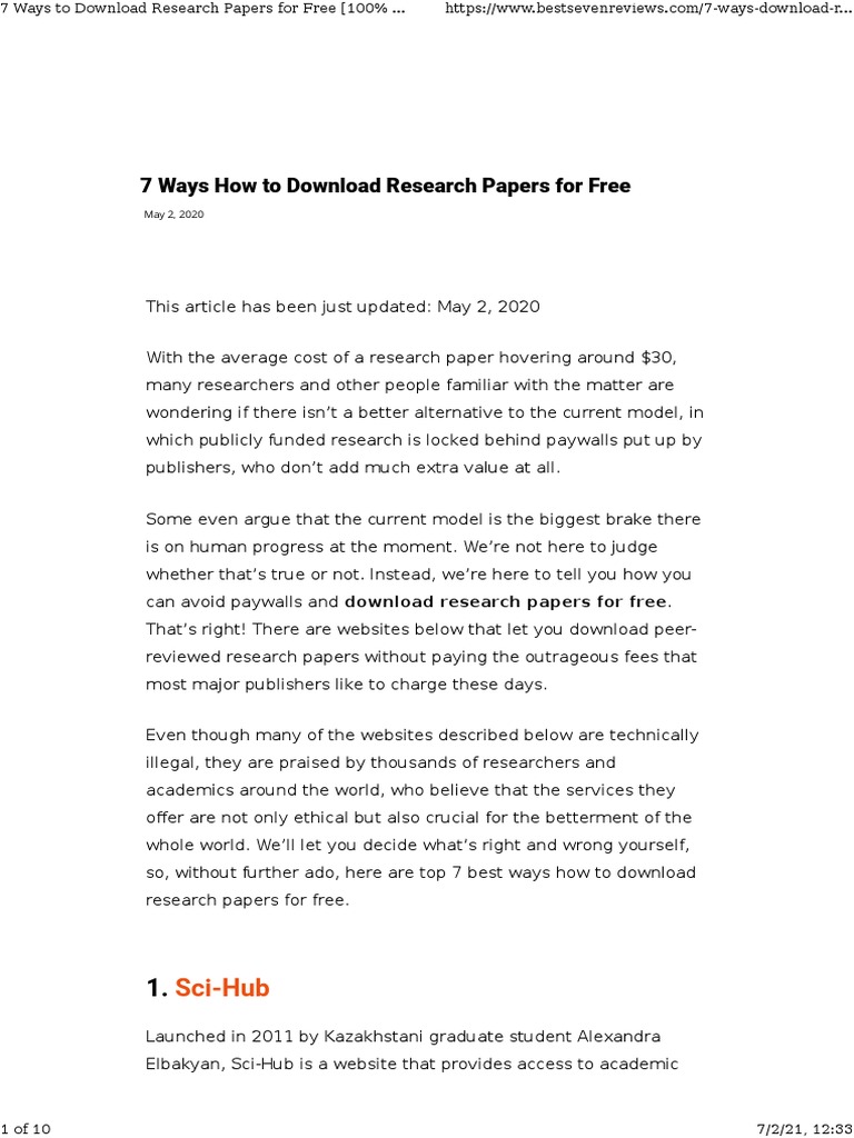 7 Ways To Download Research Papers For Free | PDF | Open Access ...