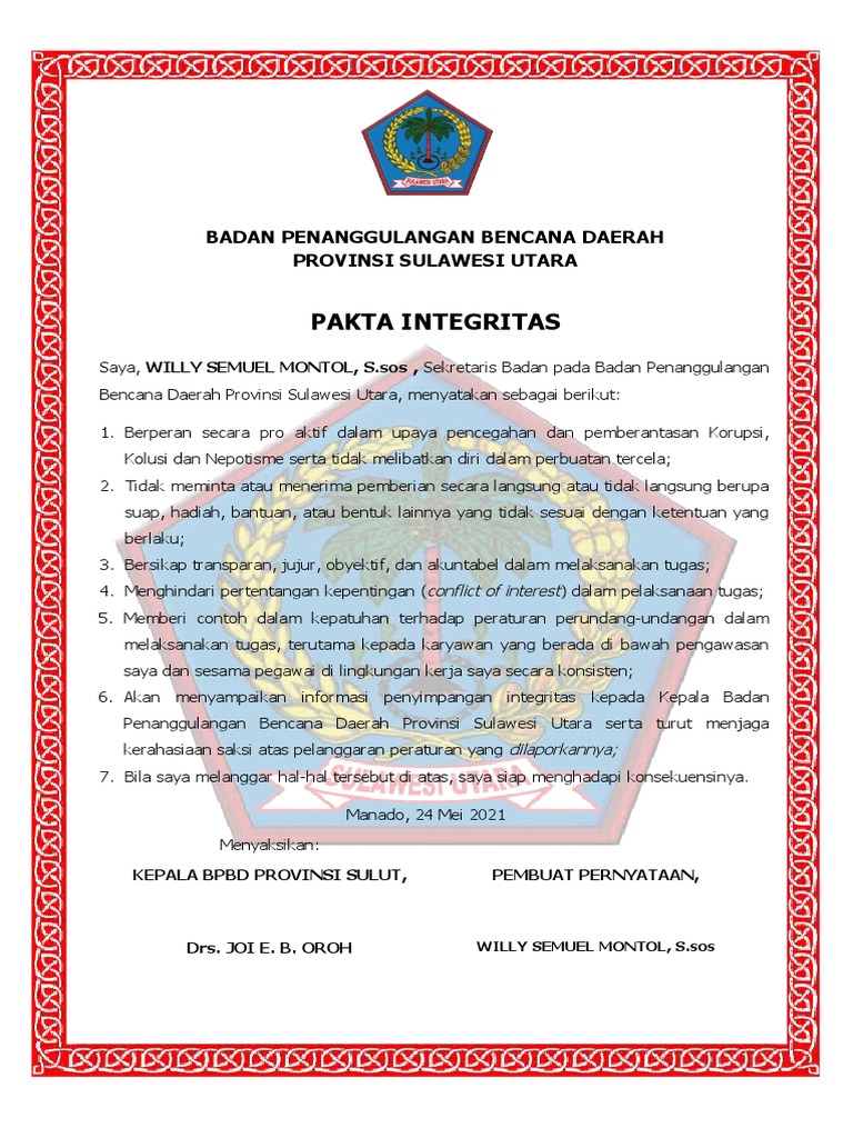 Pakta Integritas | PDF