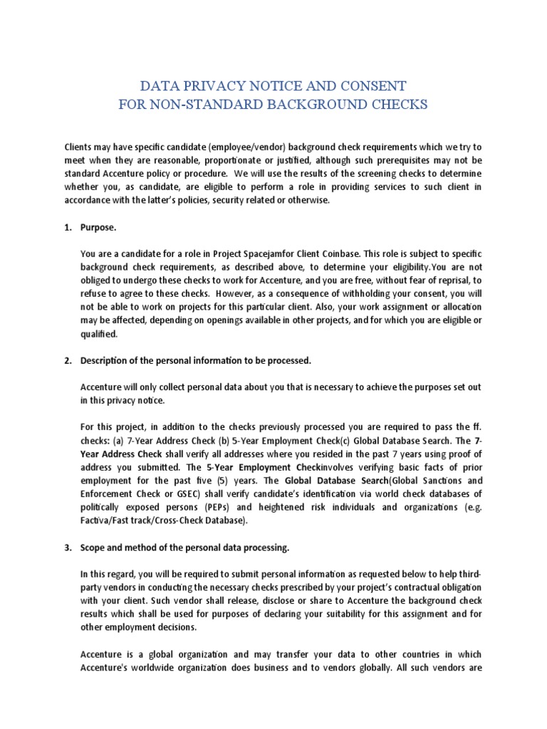 Data Privacy Notice Supplemental Form v2.7 - Project Spacejam | PDF ...