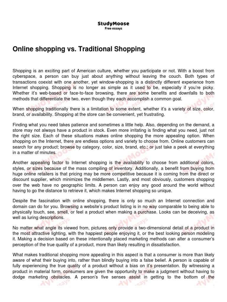 Online Shopping vs. Traditional Shopping | Download Free PDF | Online ...