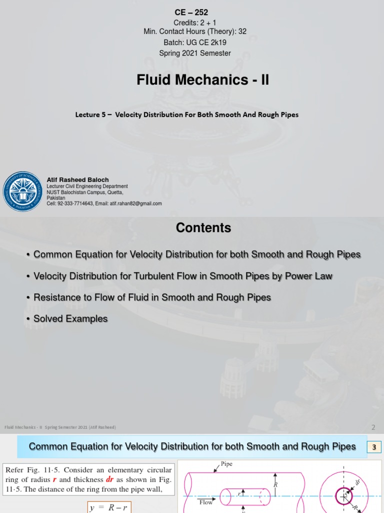 Velocity Distribution in Pipe Flow | PDF | Fluid Dynamics | Fluid Mechanics