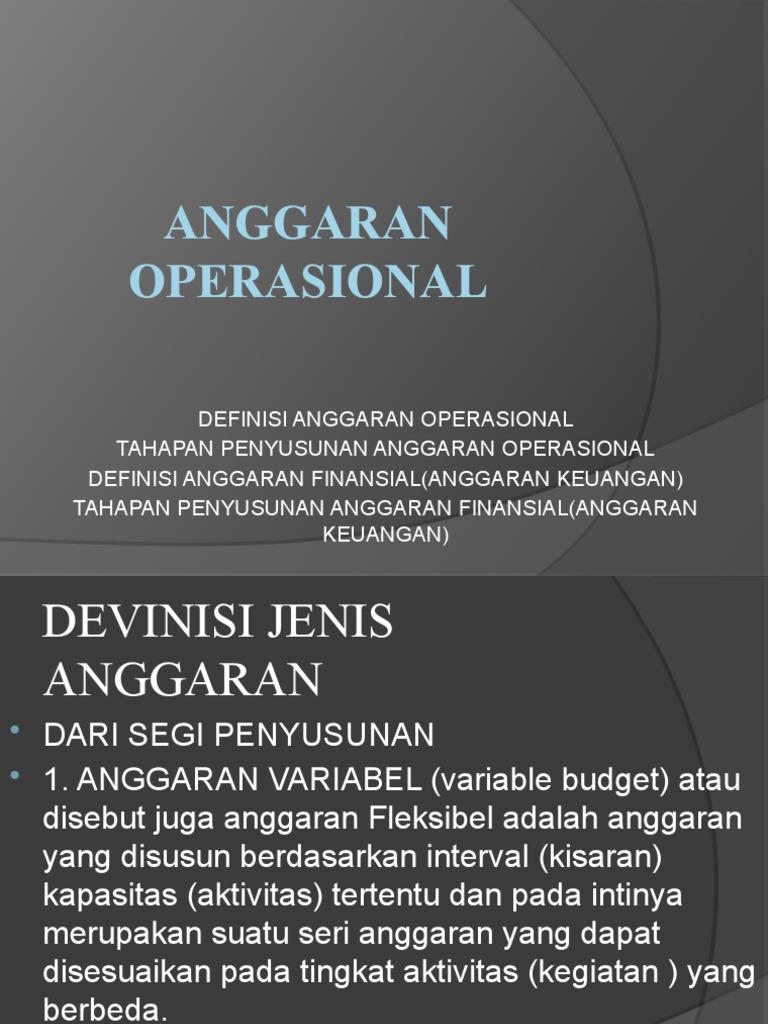 Jenis dan Penyusunan Anggaran Operasional | PDF | Bisnis | Pengelolaan ...