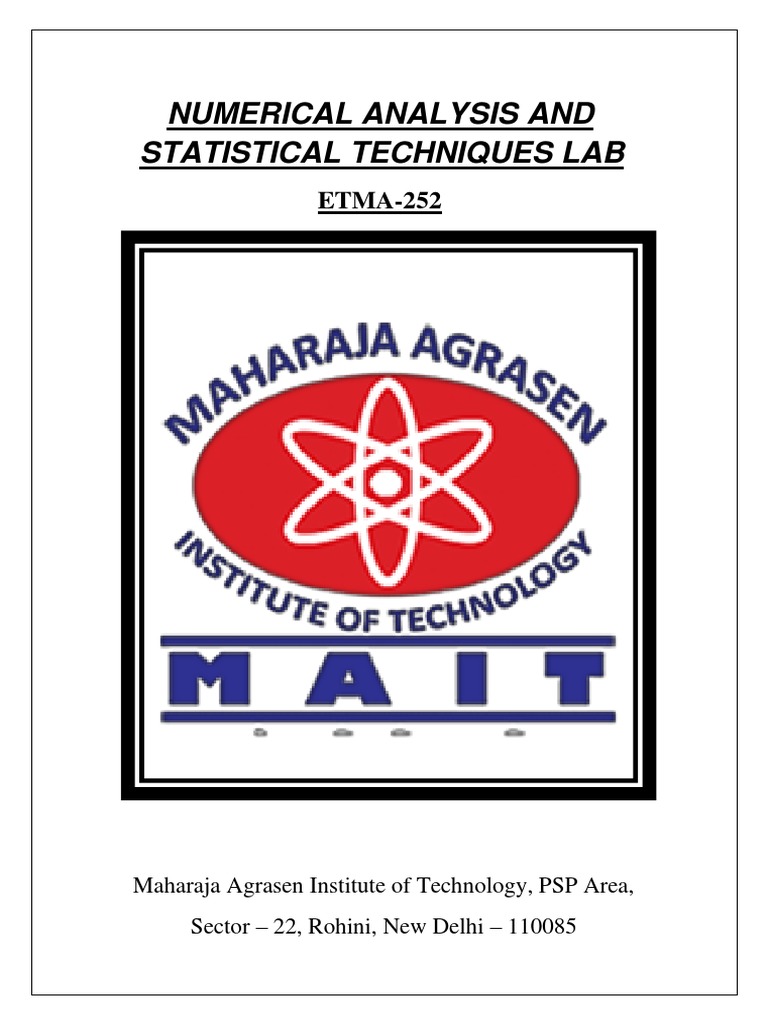 Numerical Analysis and Statistical Techniques Lab: ETMA-252 | PDF | Matrix (Mathematics ...