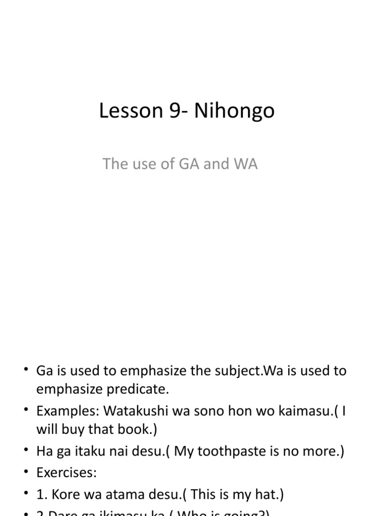 Lesson 9 - Nihongo | PDF