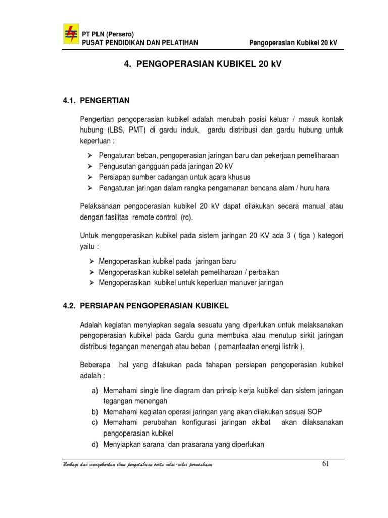 Pengoperasian Kubikel 20 kV di PLN | PDF