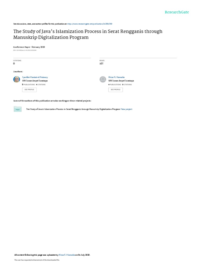 The Study of Javas Islamization Process in Serat | PDF | Java | Indonesia