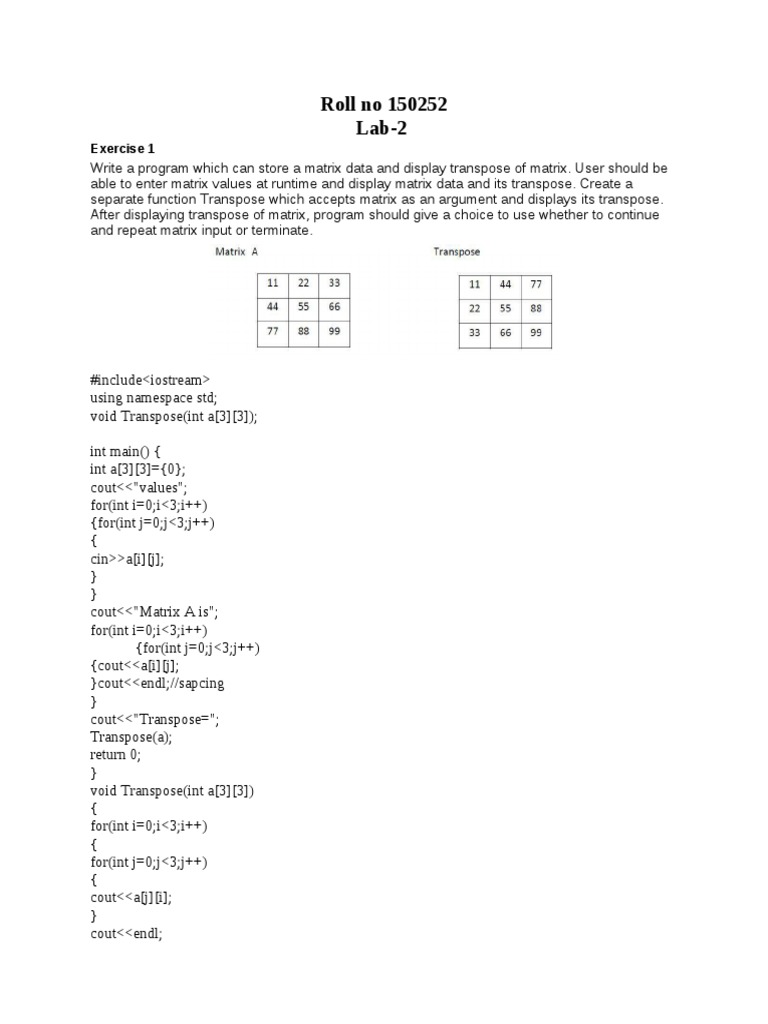 Roll No 150252 Lab-2: Exercise 1 | PDF | Subroutine | Computer Data