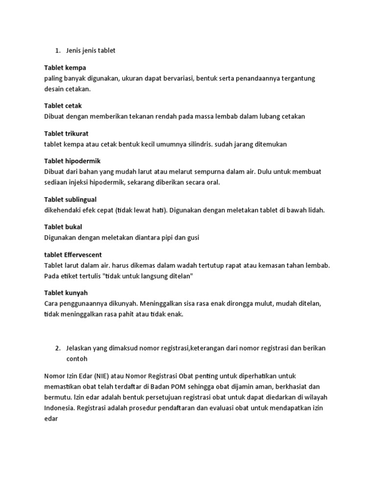 Jenis Jenis Tablet | PDF