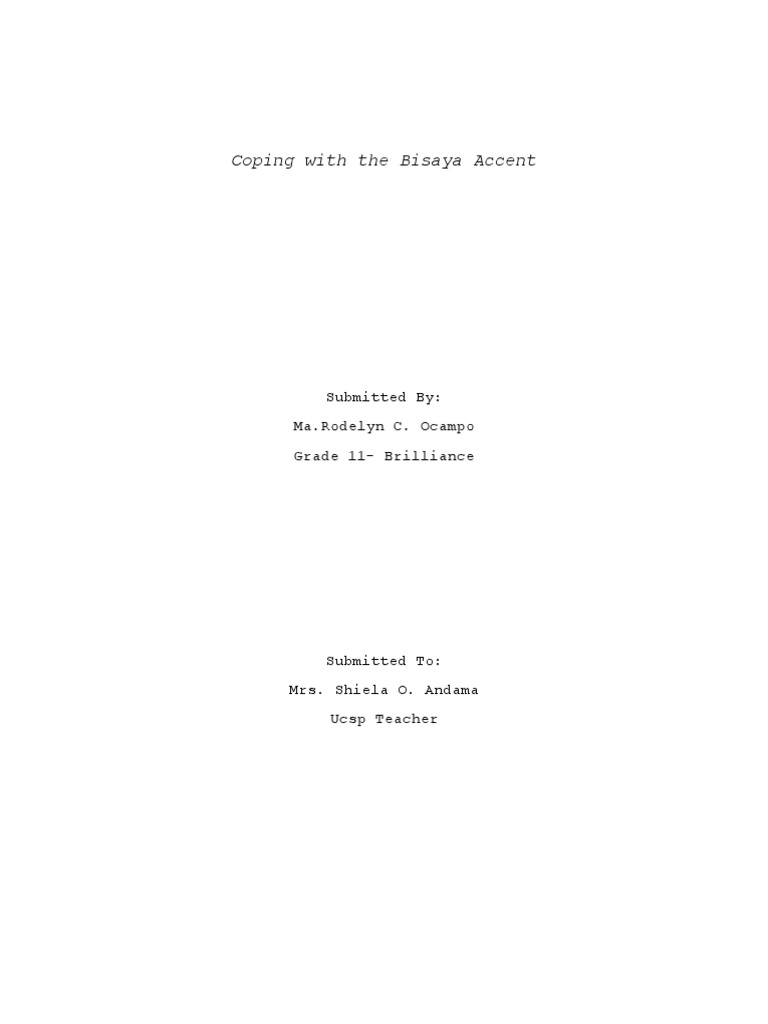 Coping With The Bisaya Accent | PDF | Southeast Asia | Human Communication