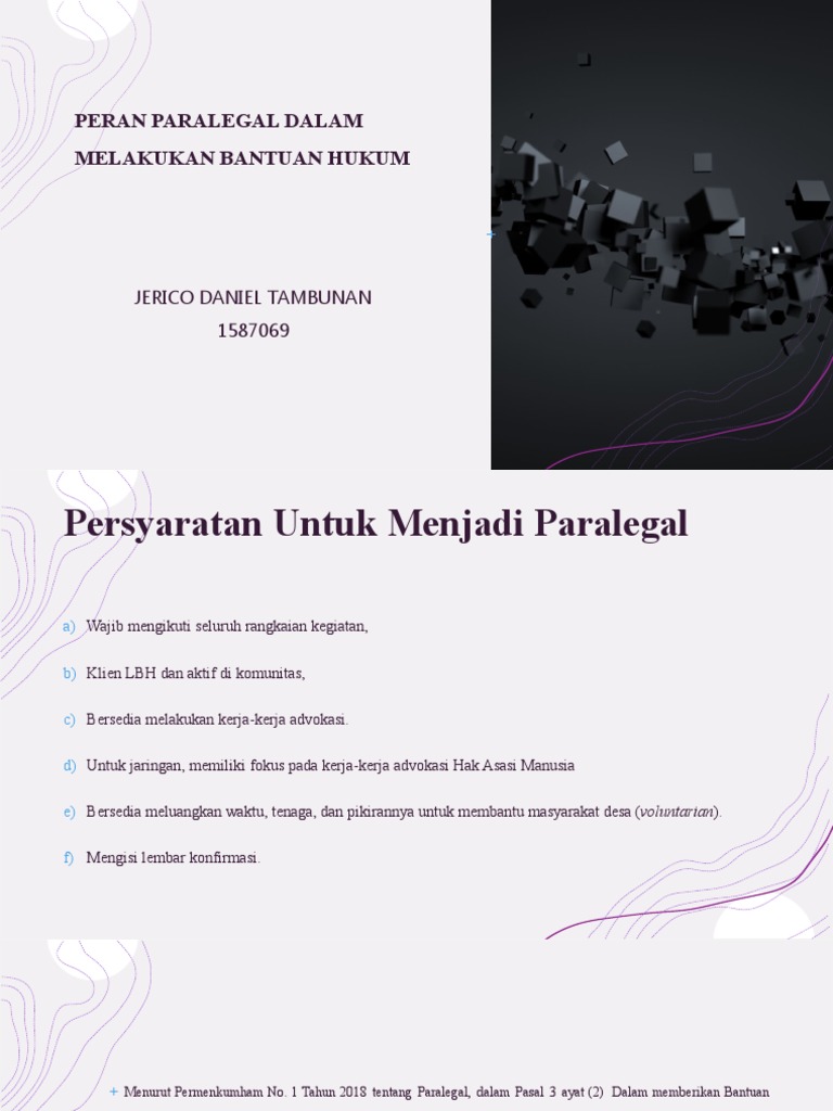 Peran Paralegal Dalam Melakukan Bantuan Hukum | PDF | Hukum