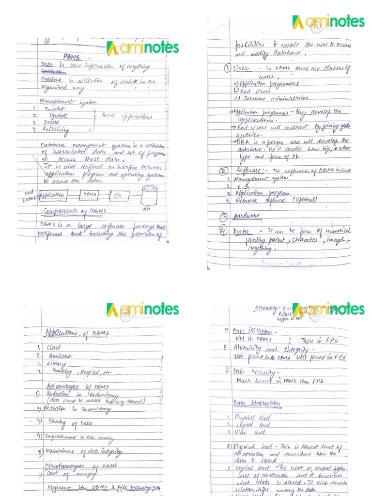 Dbms Notes Handwritten | PDF