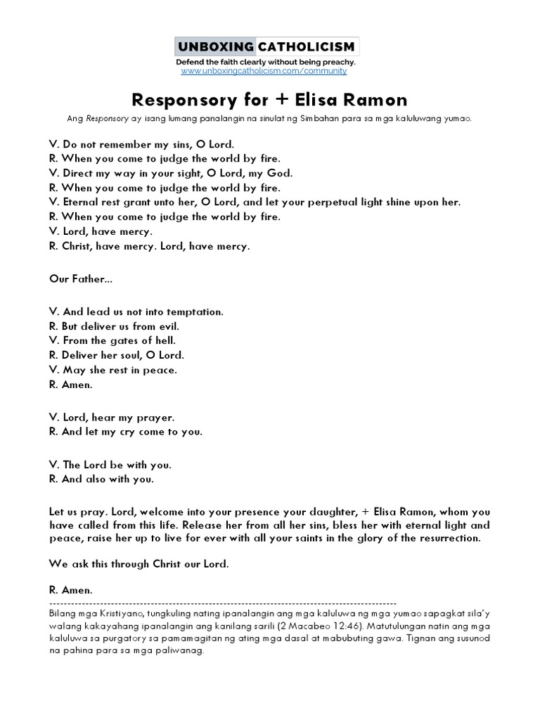 Responsory For Ms. Elisa Ramon | PDF