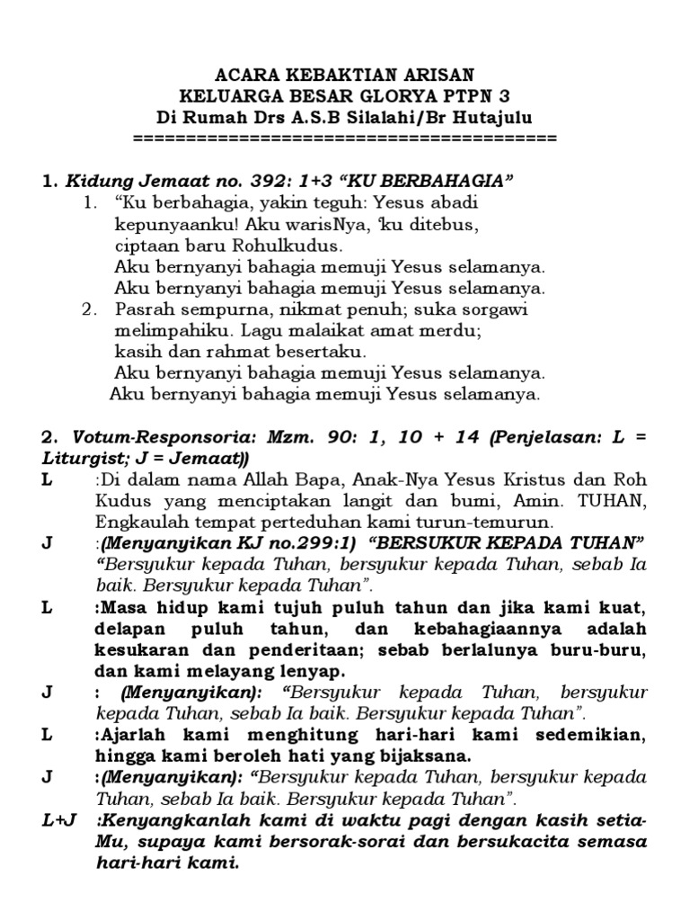 Acara Kebaktian Arisan | PDF