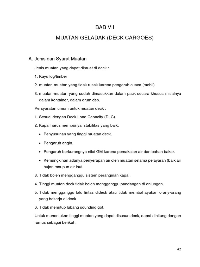 Bab VII Muatan Geladak (Deck Cargoes) | PDF