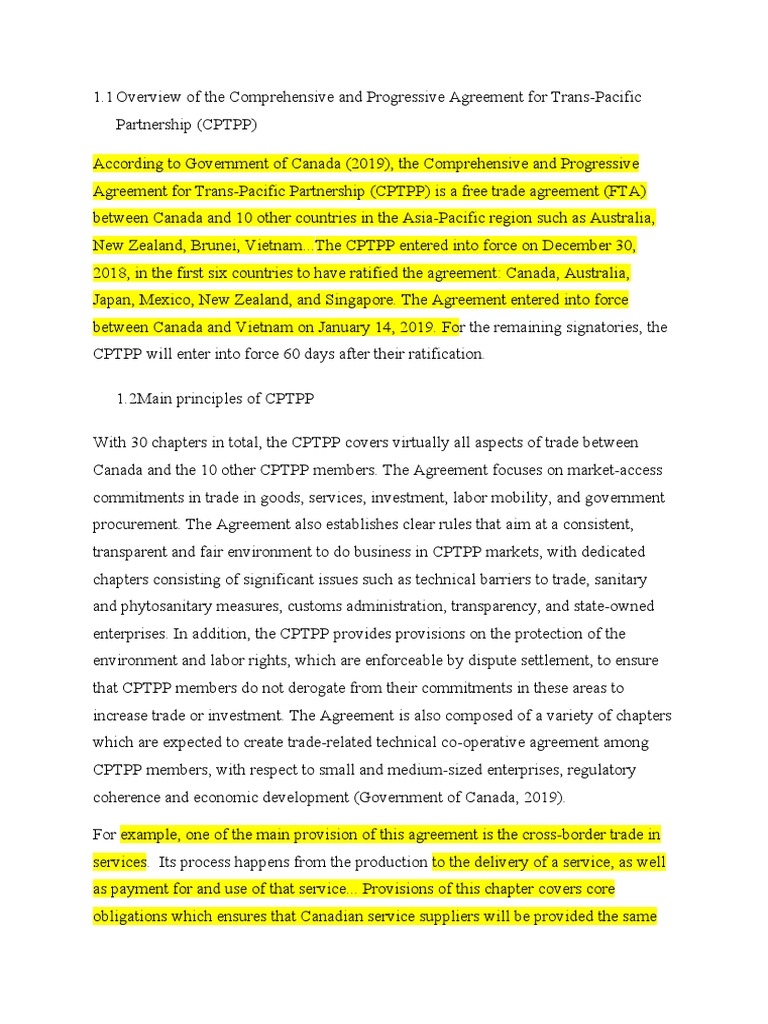 Overview CPTPP | PDF | Trans Pacific Partnership | International Relations