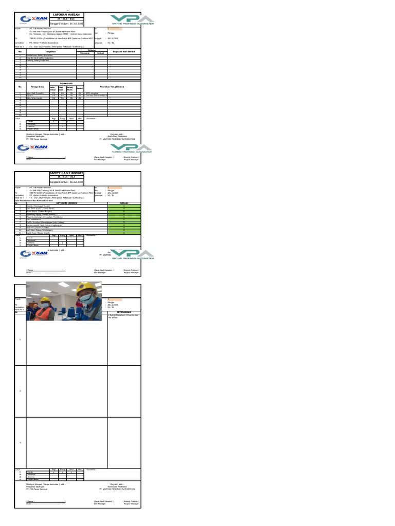 Progres Report Daily - Instalasi MCC BFP Unit 1 - TJB | PDF
