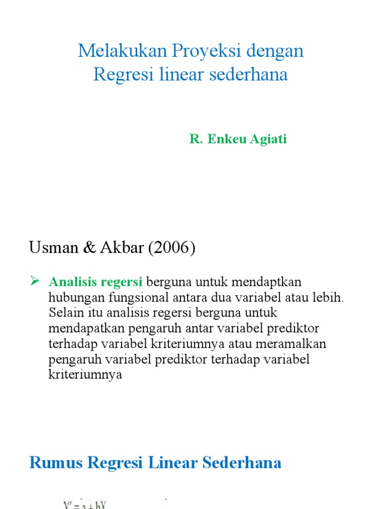Proyeksi dengan Regresi Linear Sederhana | PDF