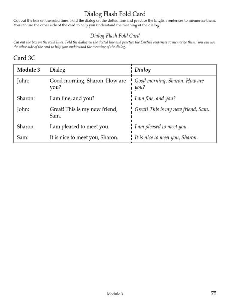 English Dialog Practice Cards | PDF | Question | English Grammar