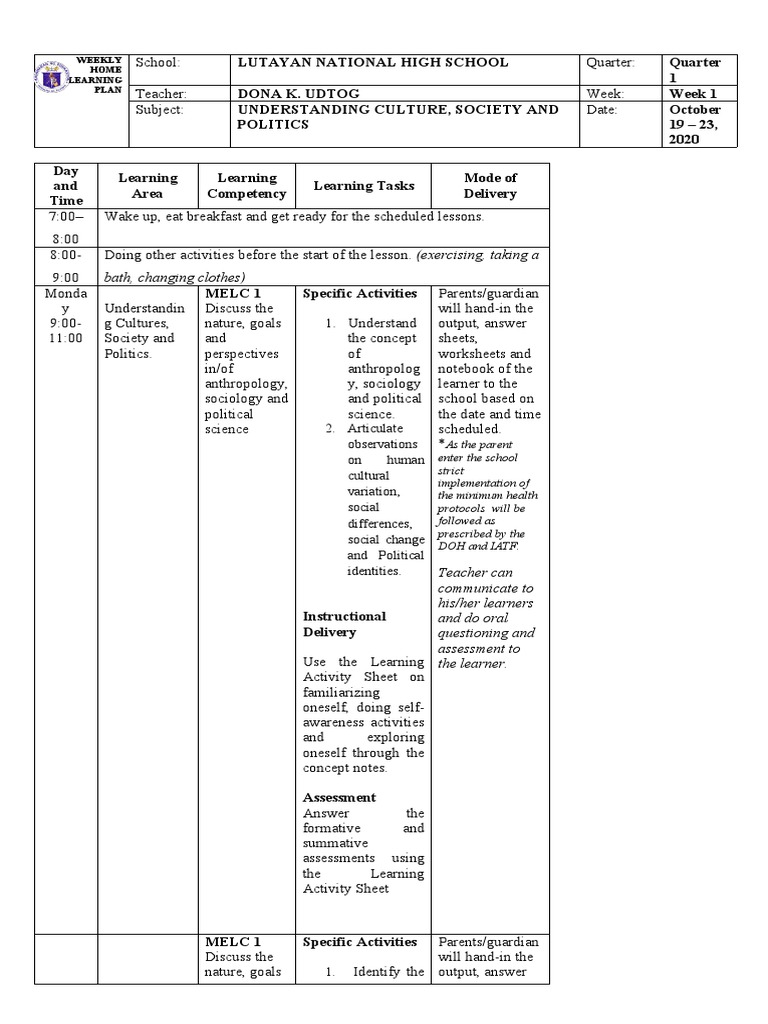 Daily Lesson Plan | PDF | Anthropology | Lesson Plan