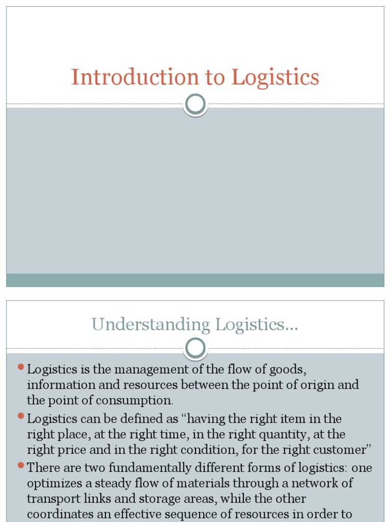 Introduction To Logistics | PDF | Cargo | Logistics