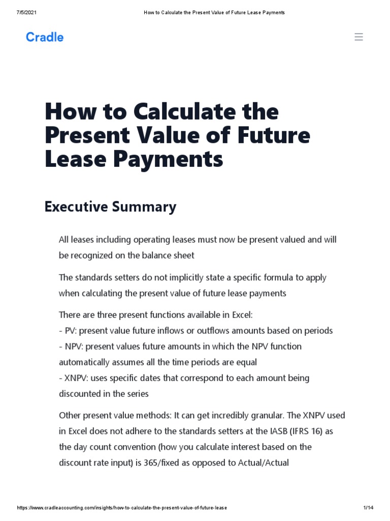 How To Calculate The Present Value of Future Lease Payments | PDF ...