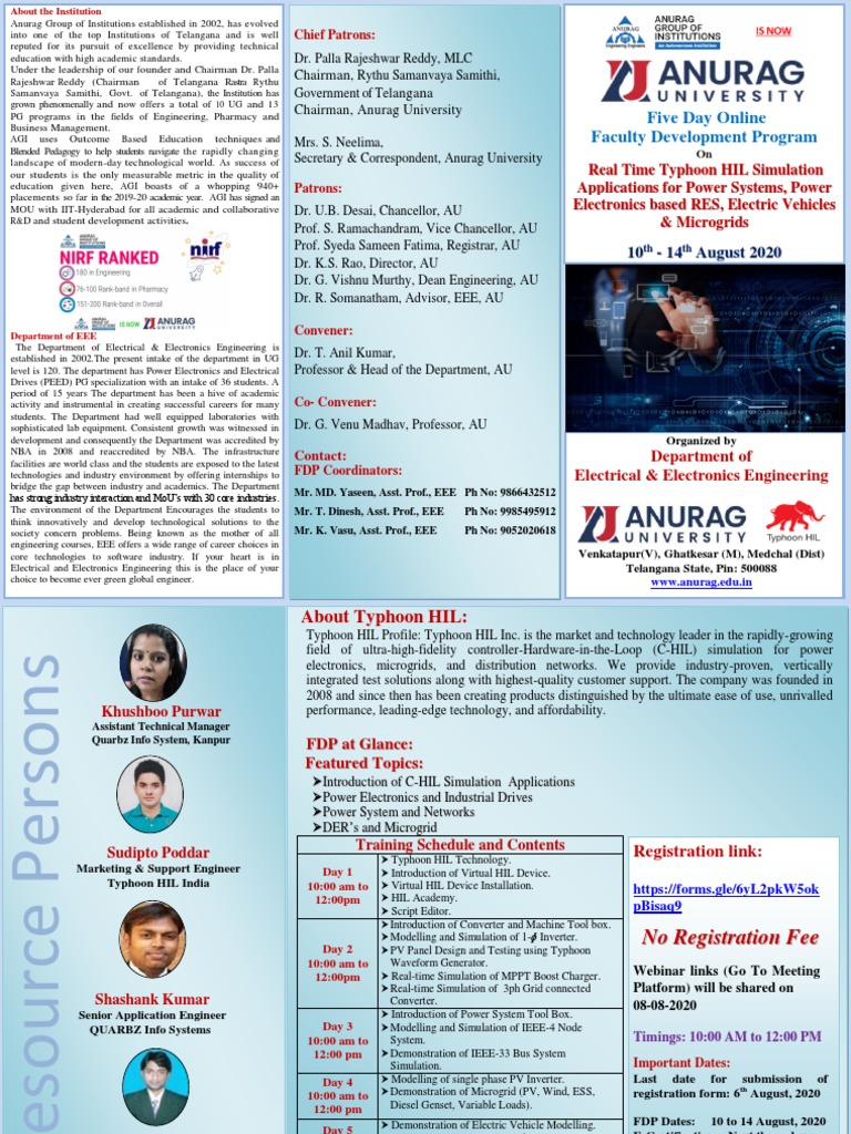 Five Day Online FDP Brochure - Anurag University | Download Free PDF ...