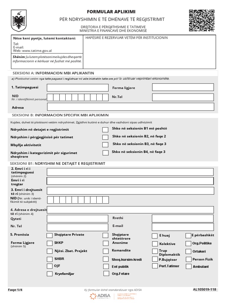 Aplikim Për Ndryshimin e Te Dhenave Te Regjistrimit | PDF