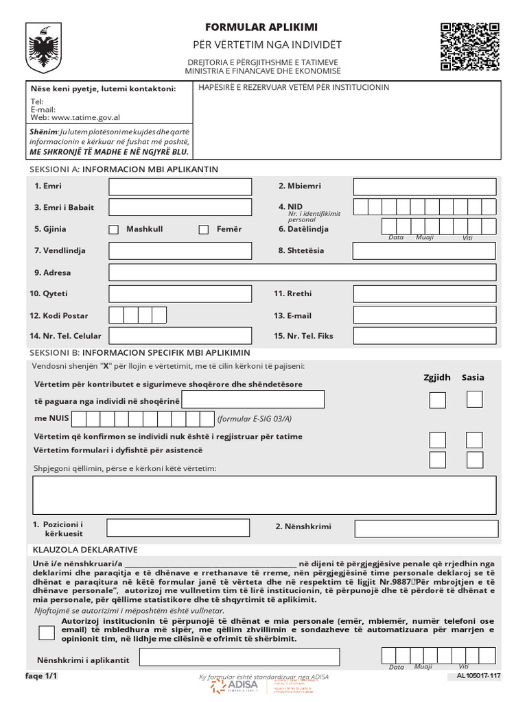 Aplikim Për Vërtetim Nga Individët | PDF