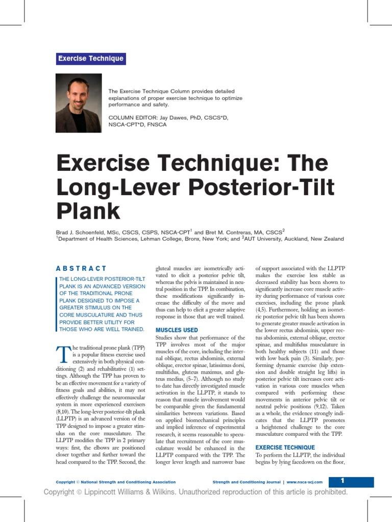 Exercise Technique: The Long-Lever Posterior-Tilt Plank | PDF | Pelvis ...