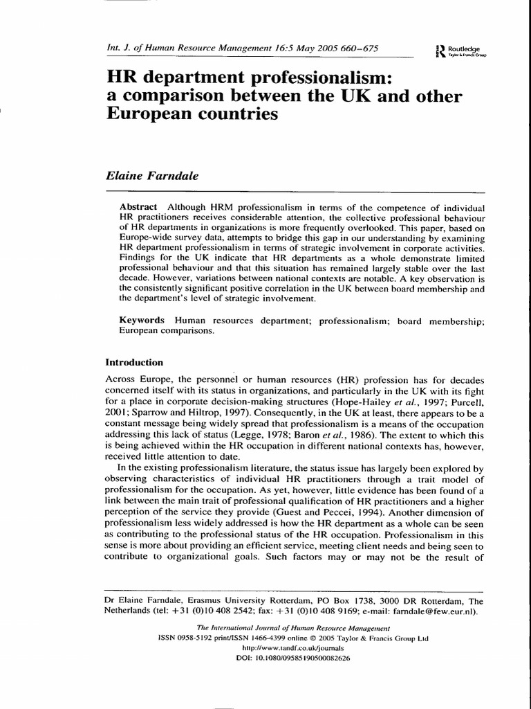 HR Professionalism | PDF | Human Resource Management | Competence ...