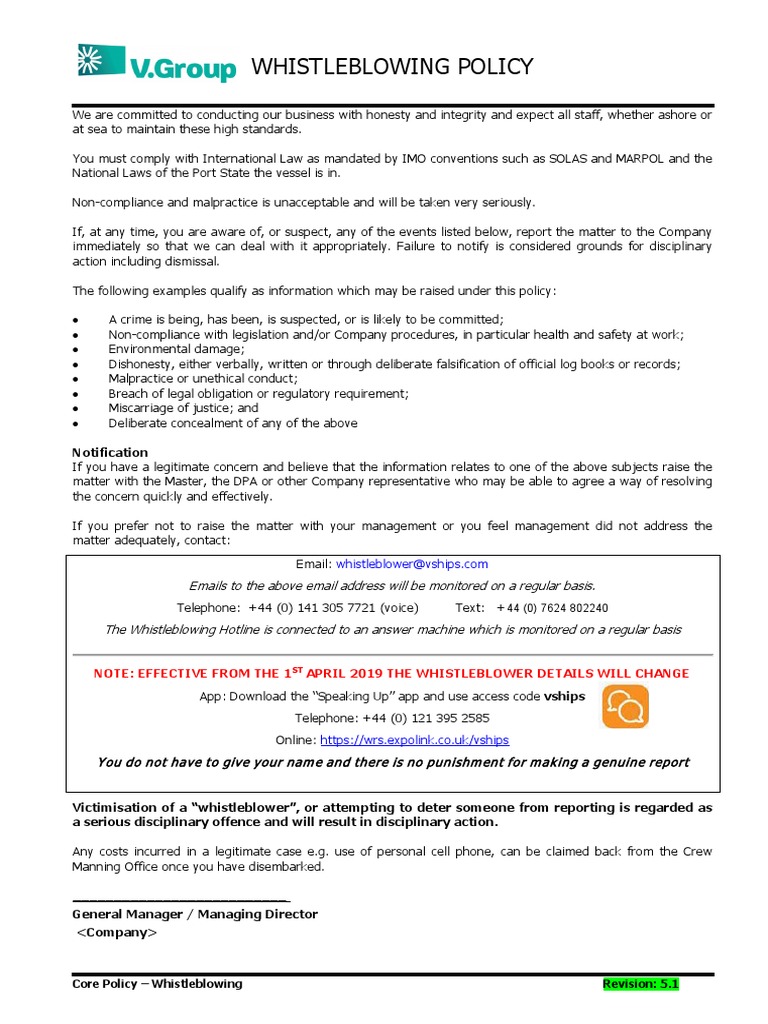 Whistleblowing Policy | PDF | Whistleblower | Regulatory Compliance