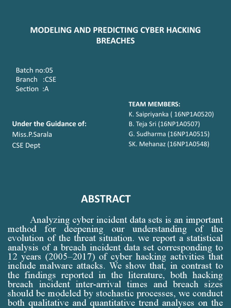 Modeling and Predicting The Cyber Hacking Breaches 15 Slides | PDF | Support Vector Machine ...