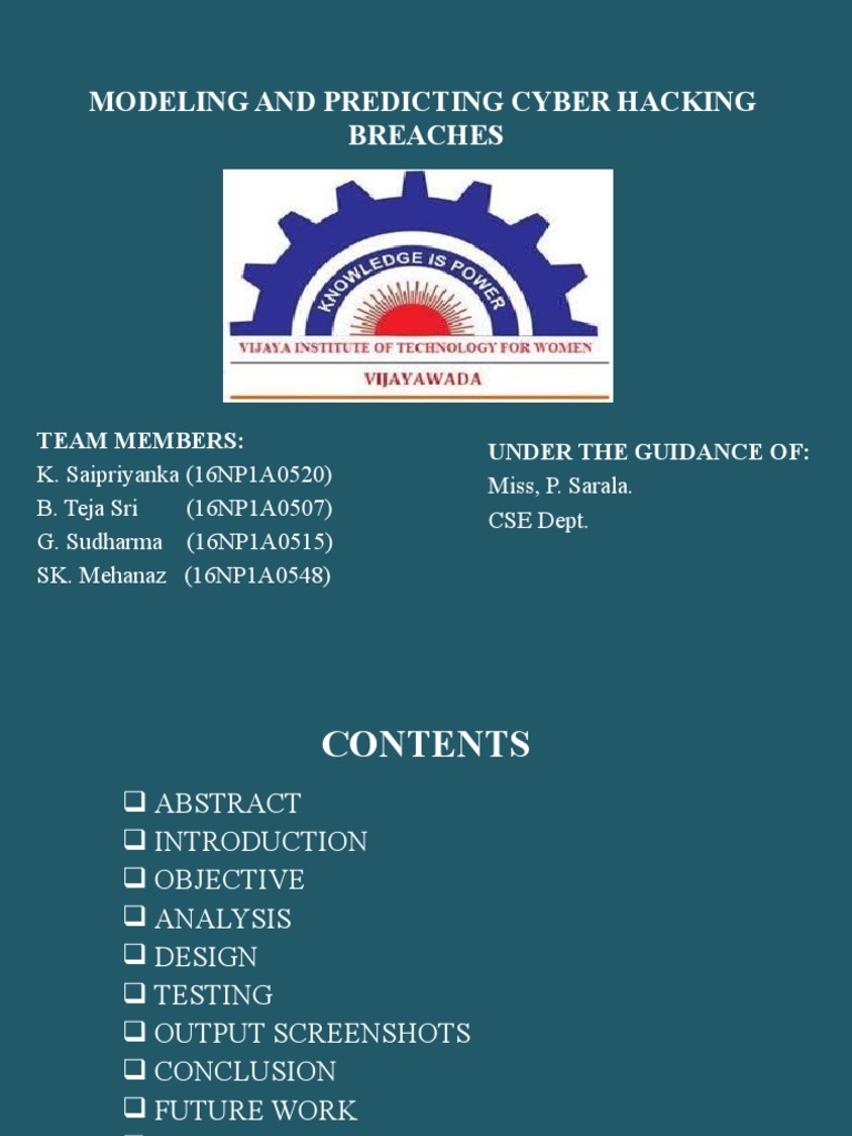 Modeling and Predicting Cyber Hacking Breaches: Under The Guidance Of ...