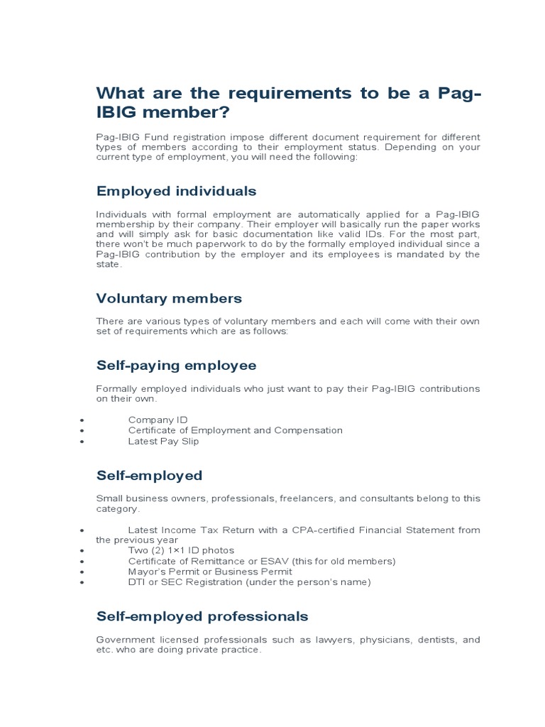 What Are The Requirements To Be A Pag-IBIG Member?: Employed ...