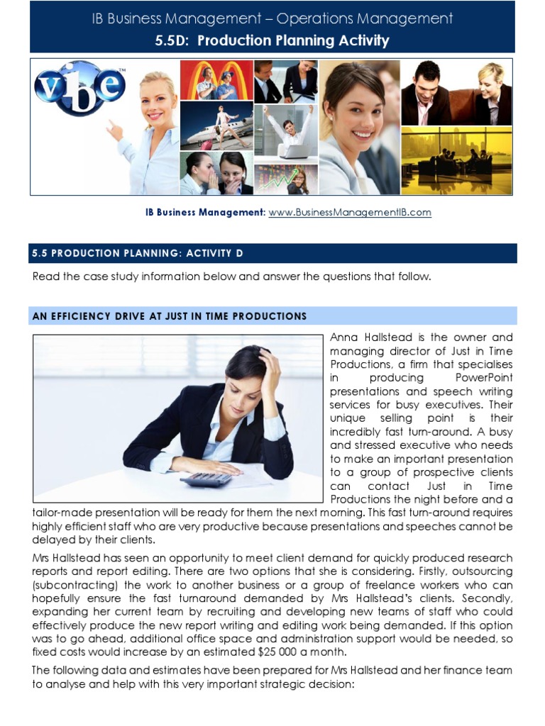 Ib Business Management - 5 5d Activity - Production Planning Activity ...