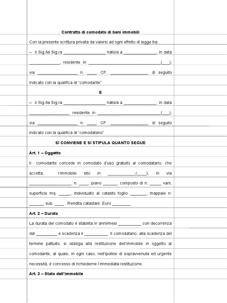 Fac Simile Comodato 1 | PDF