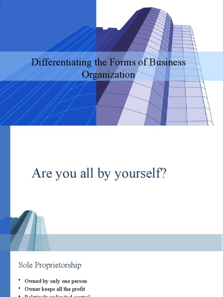 Differentiating The Forms of Business Organization and Giving Examples ...