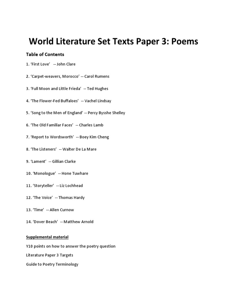 World Literature Poems | PDF | Nature