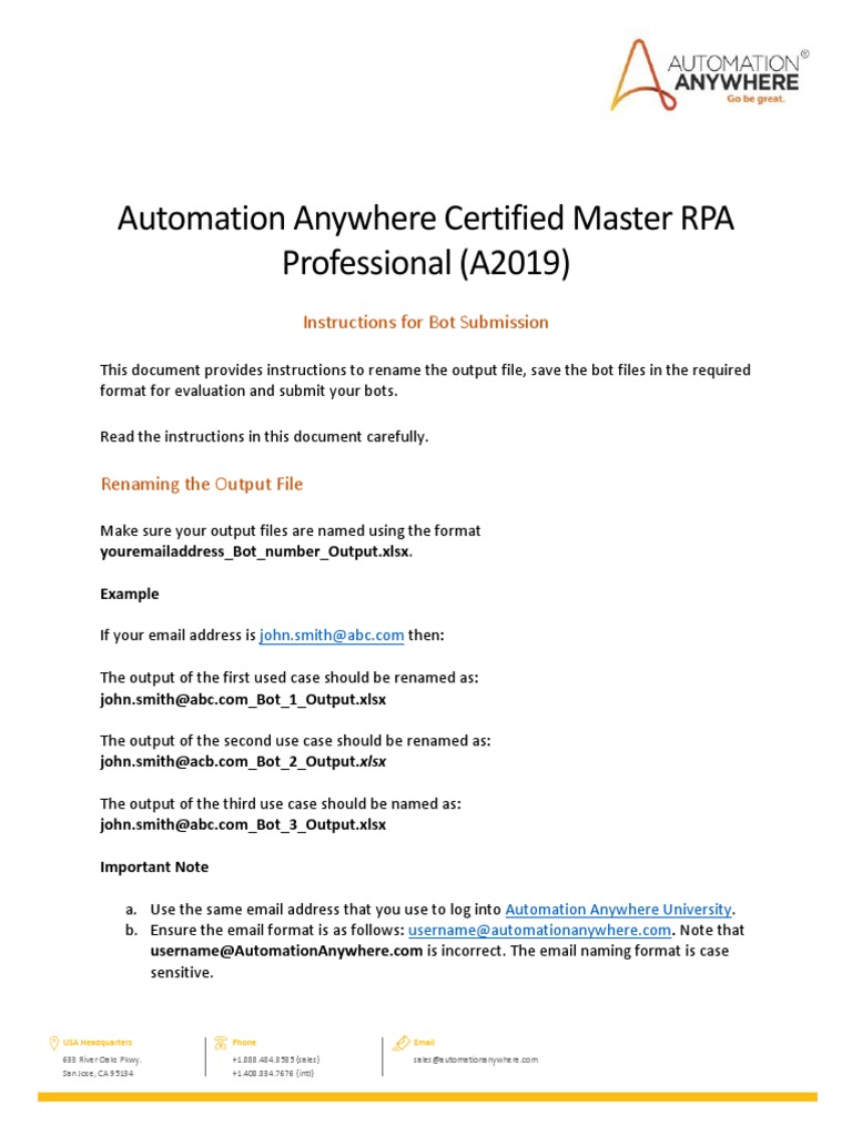 Automation Anywhere Certified Master RPA Professional (A2019) | PDF | Zip (File Format ...